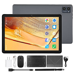 ICRPSTU Office Tablet, Tablet PC Octa Core CPU US Plug 100‑240V 10.1 Inch FHD Dual Camera for Travel (Grey)