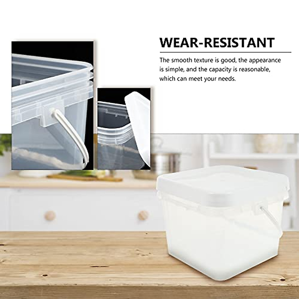 Cabilock Wit L Fresh Bucket Pail Freezer Jam for Handheld Ice Reusable Containers Keeping Homemade Pp Cream Dessert Food-grade Handle Refrigerator Holder Organizer Tank Tub Square with