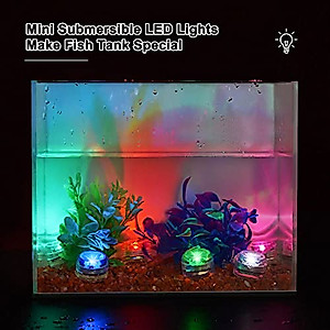 Mini Submersible Led Lights with Remote, Multicolor Underwater Tea Lights Candles, Waterproof Submersible Tea Lights Battery Operated Submersible Pool Lights for Wedding Vase Festival Party, 10pcs