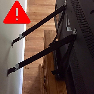 BabyKeeps Anti-Tip Straps - Anchor TV & Furniture to Baby Proof- Heavy Duty Safety Straps with Metal Plates - All Mounting Hardware Included (4 Pack)