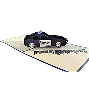 iGifts And Cards Police Car 3D Pop Up Greeting Card - Protect, Serve, Cruiser, Awesome, Wow, Half-Fold, Happy Birthday, Retirement, Congratulations, Police Academy Graduation, Thank You, Cop Promotion