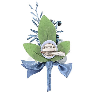 hobbyme 2Pcs Rose Wrist Corsage Wristlet, Blue White Pink Corsage and Boutonniere Set, Artificial Flower Wrist Corsage with Ribbon