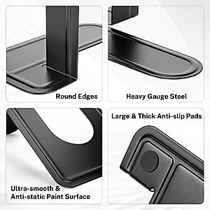 MaxGear Book Ends Universal Premium Bookends for Shelves, Non-Skid Bookend, Heavy Duty Metal Book End, Book Stopper for Books/Movies/CDs/Video Games, 6 x 4.6 x 6 in, Black (2 Pairs/4 Pieces, Large)
