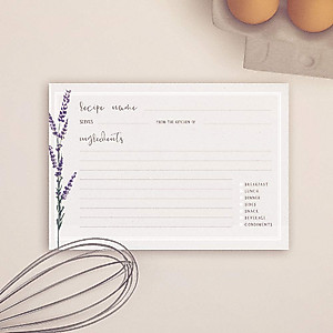 Vintage Lavender Flowers Recipe Cards, Set of 50 - Rustic Elegance for Your Culinary Creations (4x6 in. - Rectangle)