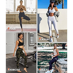 GAYHAY High Waisted Leggings with Pockets for Women - Soft Opaque Tummy Control Pants for Running Cycling Yoga