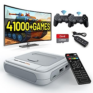 Kinhank Retro Game Console, Super Console X Pro Game System Built-In 41,000+ Video Games, Game Emulator Console With 50+ Emulators, Support 4k HD/AV Output(128G), LAN/WIFI, 2 Gamepads, Best Gifts