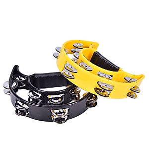 kekafu Double Row Tambourine for Adult,Musical Tambourine Metal Jingles Hand Held Percussion Tambourine Drum for Adults, Church, KTV, Party