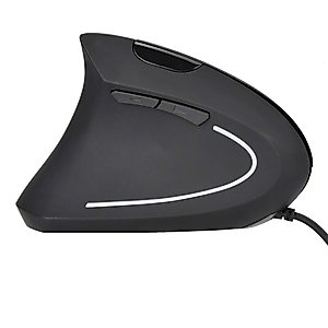 Ergonomic Vertical USB Wired Mouse, Left Handed Optical Mouse, 3 Adjustable DPI 800/1200/1600, 6 Programmable Buttons, Universal Gaming Mouse for Laptop, Desktop, Notebook, PC, Computer (Black)