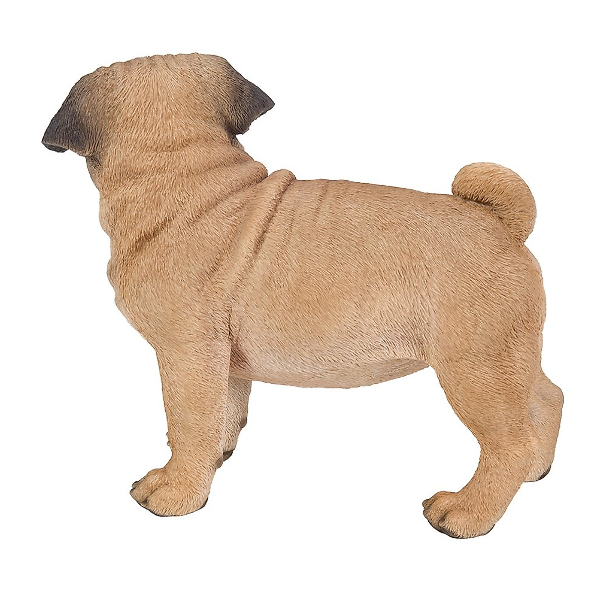 Realistic Life Size Pug Statue Detailed Sculpture Glass Eyes Hand Painted Resin 13 inch Figurine Home Decor Amazing Likeness