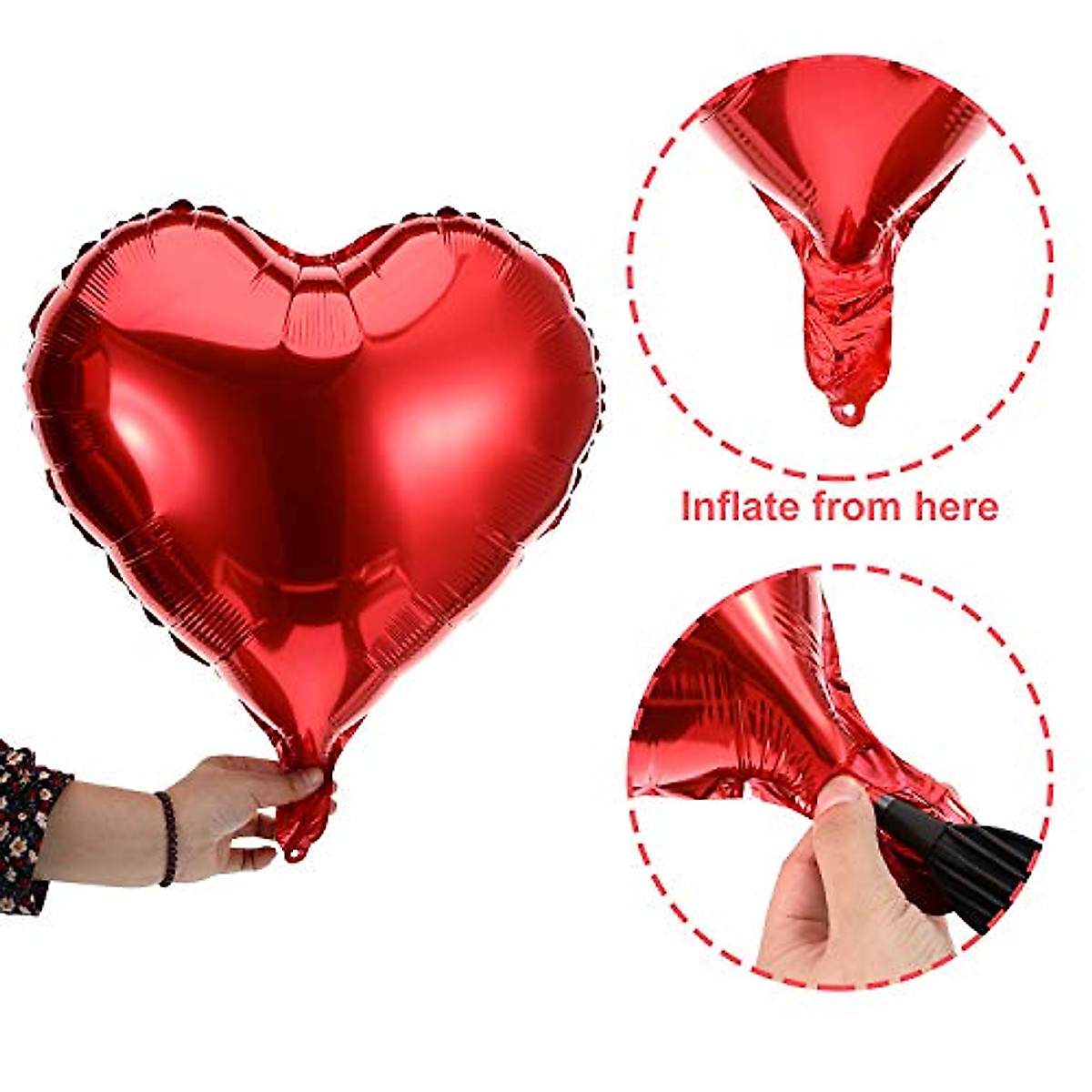 Gejoy 2 Pieces I Love You Red Heart Balloons and 20 Pieces Heart Shaped Foil Balloons with 2 Rolls Hanging Swirl Ribbon for Valentine's Day Decoration, 24 Pieces Totally