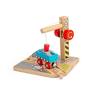 Bigjigs Rail Gravel Wooden Crane for Wooden Train Sets - Quality Bigjigs Train Accessories, Compatible with Other Major Wooden Railway Brands