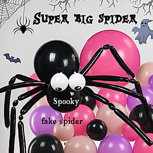 Pink Purple black Halloween balloon garland arch kit 130+pcs with BOO ghost bat DIY Spider mylar balloon for Halloween theme spooky one birthday Party & fall girl baby shower party decorations