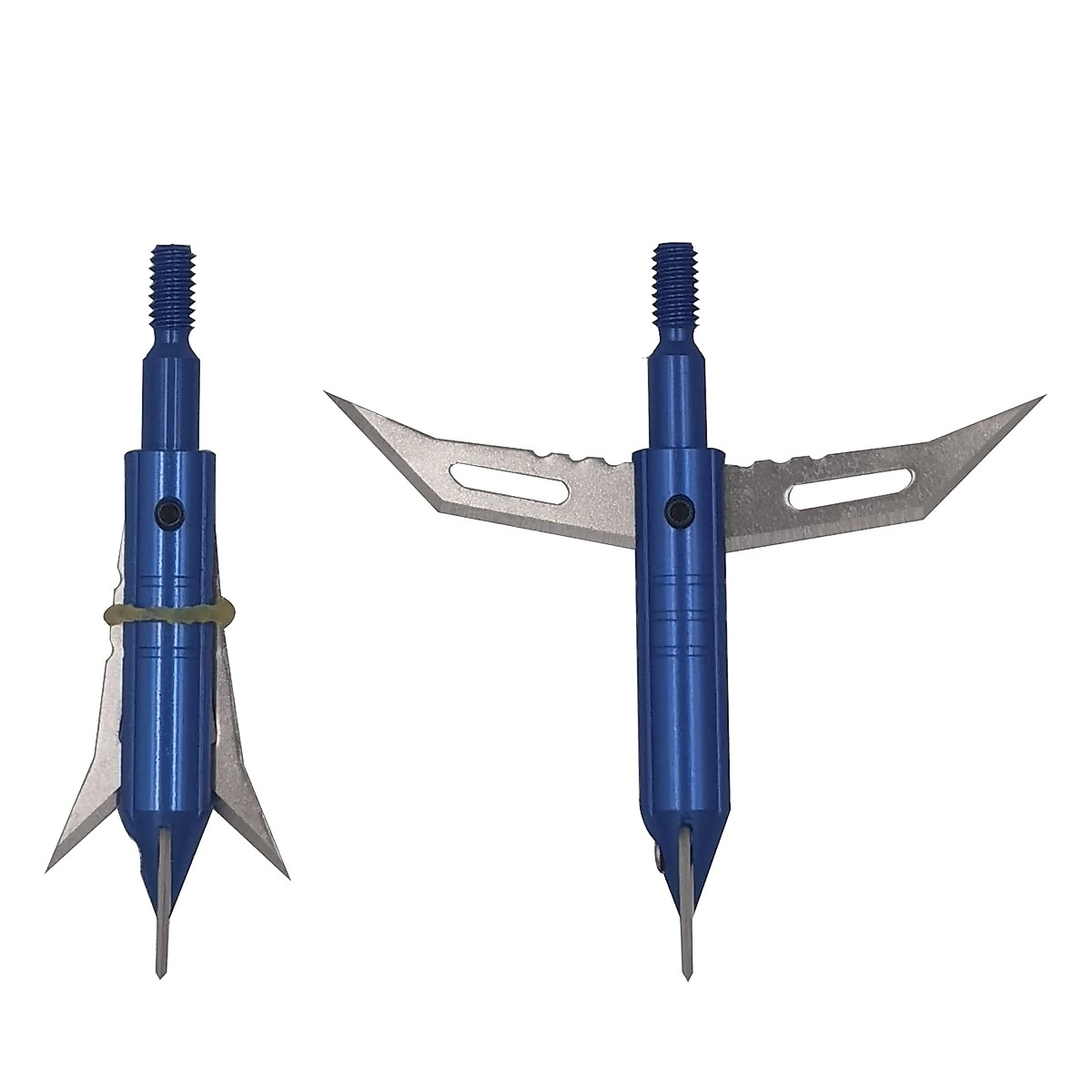 LeeMui Hunting Aluminum Archery Broadheads Blades Grain Screw-in Arrow Heads Tips Portable Case for Arrowheads Broadheads Blue