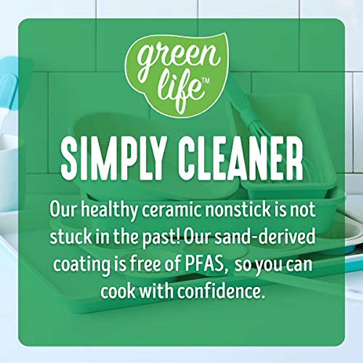 GreenLife Cooking Tools and Utensils, 5 Piece Nylon and Silicone Baking Set with Spatulas Wisk and Brush, Dishwasher Safe, Turquoise