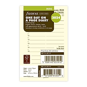 Filofax Mini day per page cotton cream 4 language 2024 diary