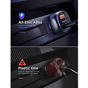 66W USB C Car Charger-AINOPE [PD 36W+QC 30W] [All Metal] QC 3.0 Dual Port iPhone Car Charger Type C Car Adapter Fast Charger for iPhone 14 13 12 Pro, Samsung S22 S21 iPad MacBook Pro Air Laptop