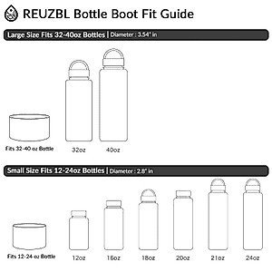 REUZBL Protective Silicone Bottle Boot for Owala FreeSip 40 oz, Hydro Flask 32-40 oz, Iron Flask, Takeya, Thermoflask, and Similar Wide Mouth Water Bottles, Protective Bottle Accessory