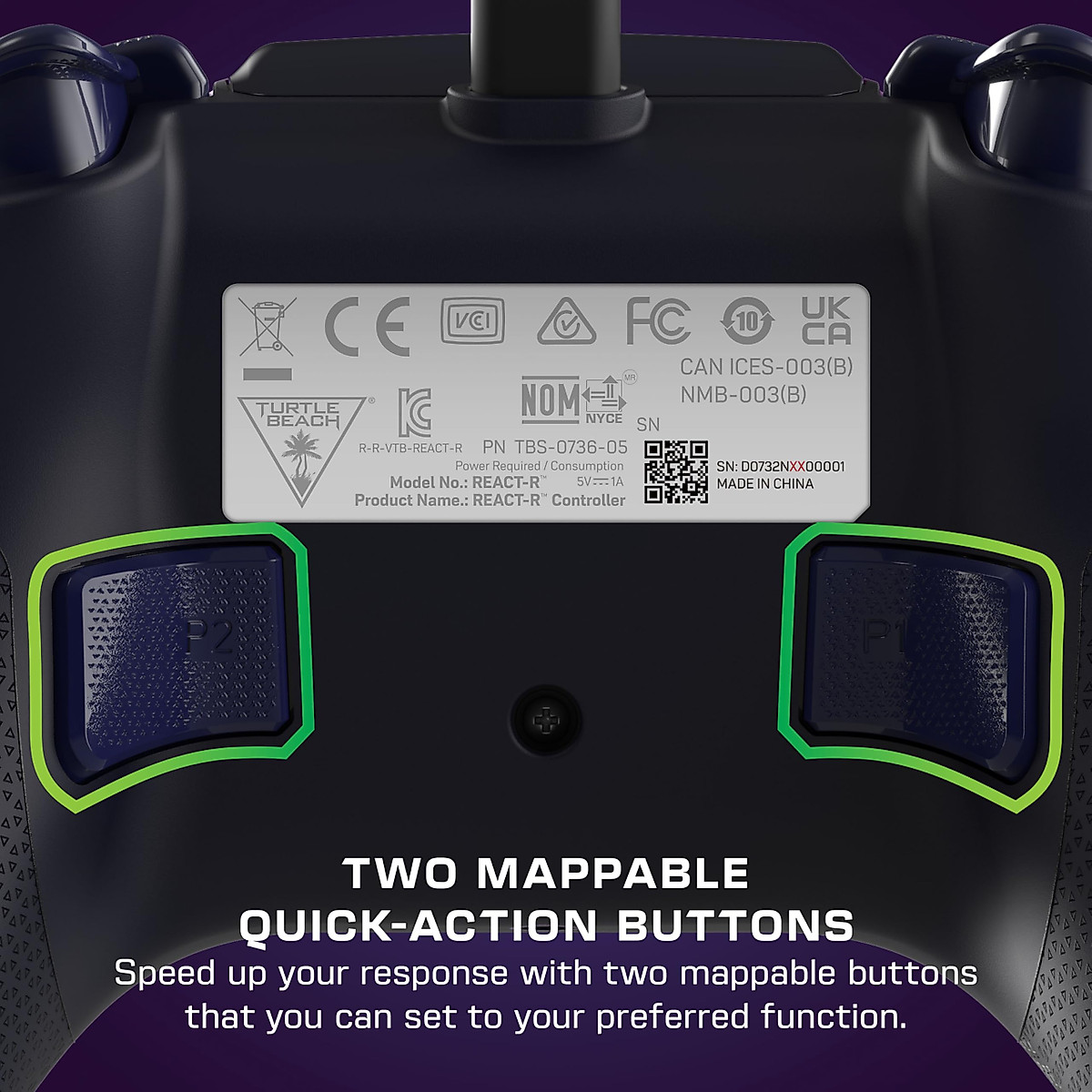 Turtle Beach REACT-R Wired Game Controller – Officially Licensed for Xbox Series X & S, Xbox One, and Windows 10|11 PC’s – Nebula