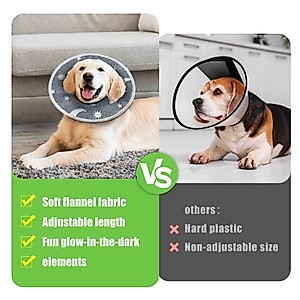 MABOZOO Adjustable Soft Dog Cone for Dogs After Surgery,Glow in The Dark Pet Recovery Collar for Dogs and Cats,Comfy Elizabethan Collar After Surgery for Prevent Biting Scratching (M)