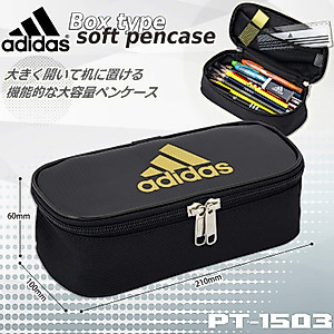 三菱鉛筆 Mitsubishi Pencil PT1503AI06B25 Adidas Pencil Case, AI06, Black Gold, Enamel x Cloth, Box Type