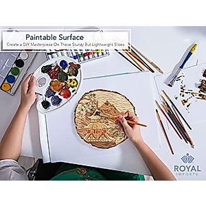 Royal Imports Round Wood Slices Discs, 9"-11" Large, Natural Unfinished Wooden Tree Bark Slabs for DIY Arts & Crafts, Rustic Table Centerpiece, Chargers, Trays, Wedding Decoration, 2 pack