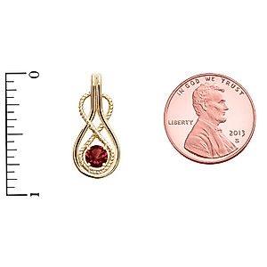 Infinity Rope January Birthstone Garnet 10k Yellow Gold Pendant