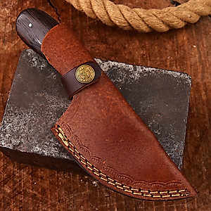 EDC Damascus – Skinner Knife - Skinning Knife with Gut Hook – Gutting Knife for Deer – Skinning Knives for Hunting Deer with Leather Sheath 8” (BLACK)”