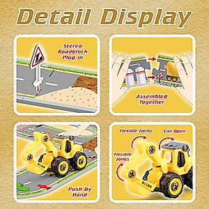 Construction Toys for Kids 5-7 STEM Toys Engineering Car Track Set Take Apart Truck Toys Birthday Gift for 3 4 5 6 Year Old Toddlers Boys Children