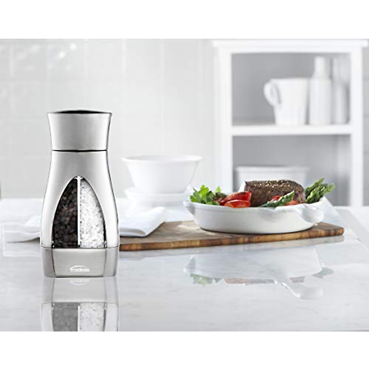 Trudeau - 716451 Trudeau Stainless Steel Manual 2-in-1 Salt and Pepper Mill, 7.5 inches, Silver