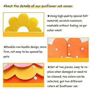 Lanyihome Cat Recovery Collar - Cute Flower Neck Cat Cones After Surgery, Adjustable Cat E Collar, Surgery Recovery Elizabethan Collars for Kitten Cats Puppy Rabbits M Size (2pcs)