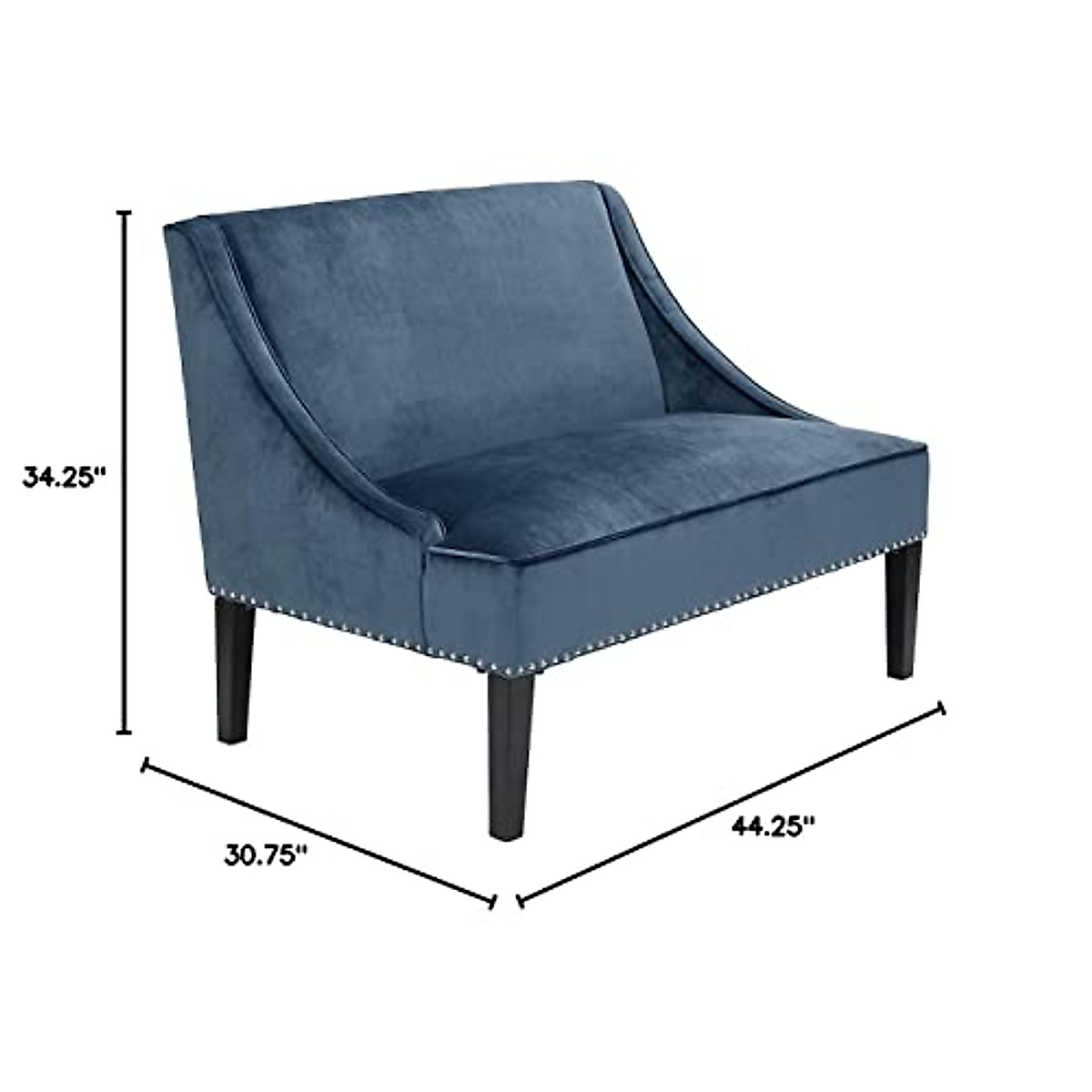 Madison Park Avalon Swoop Arm Settee Blue/Brown See Below, MP106-0383