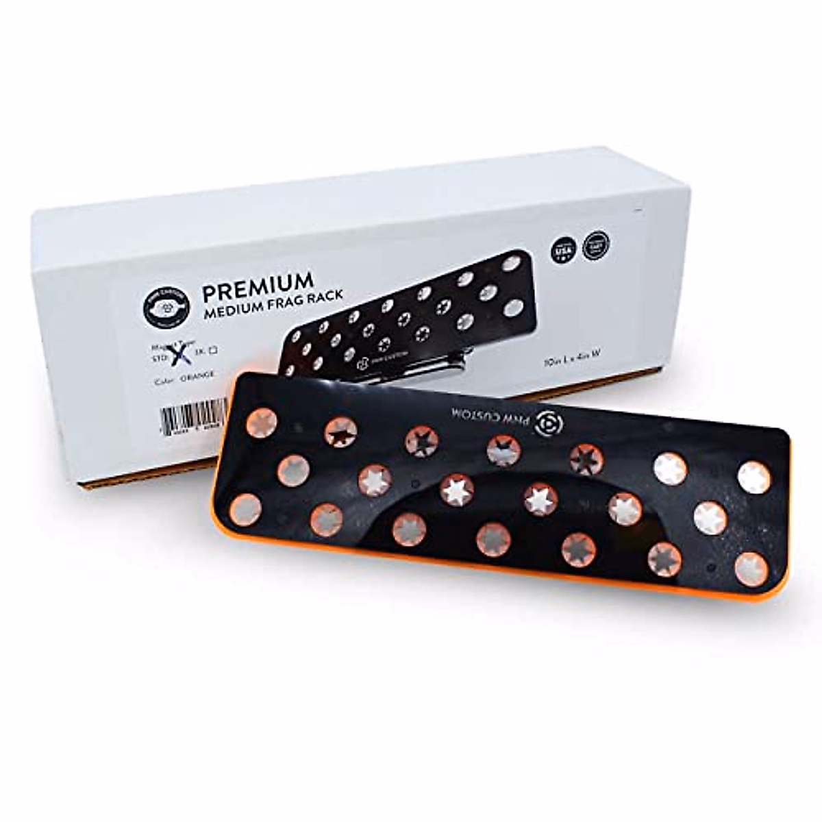 PNW Custom Premium Medium Magnetic Frag Rack Orange w/Frag Lock | Acrylic 20 Hole Plugs Reef Coral Frag Holder for Aquarium (1/2" Glass Magnet)