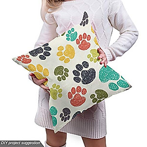 Ambesonne Dog Lover Fabric by The Yard Hand Drawn Paw Print Doodles Circular Pattern Drawing Animal Decorative Material for Upholstery and Outdoor Cuhsion Fabric Storage Baskets 1 Yard Charcoal Beige