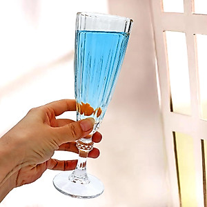 Ufrount Vintage Champagne Flute,5oz Champagne Glasses Set of 12,Elegant Embossed Champagne Flute Goblet Sparking Wine Glasses for Mimosa,Beverage,Party