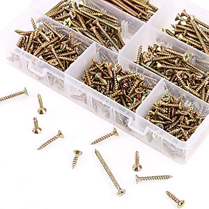 Rustark 420 Pcs [#7 5/8'' to 2-1/2''] Zinc Plated Coarse Thread Phillips Drywall Screws with Bugle Head Assortment Kit for Drywall Sheetrock and Wood