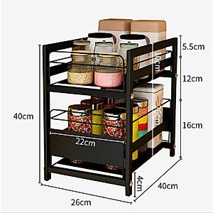 LEAYAN Under Sink Storage 2 Tier Pull Out Cabinets Organizer Shelf,Under Sink Organizer,Sliding Storage Drawer Under Sink for Countertop,Under Sink,Desktop, White 40x26x40cm Under Sink Rack Shelf