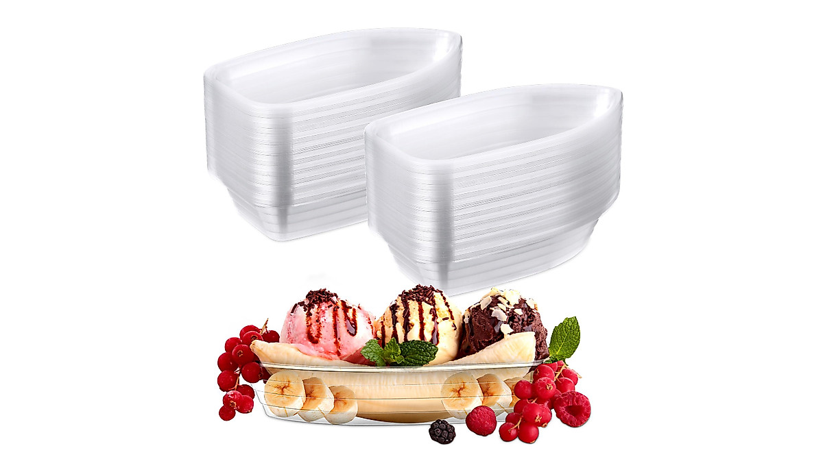 Disposable Banana Split Bowls - 200 Pack, 12oz