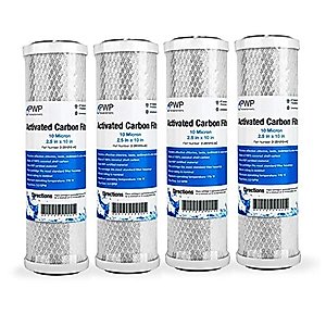 Activated Carbon CTO Water Filter Cartridge Standard 2.5 x10" 10 Micron 4 pack