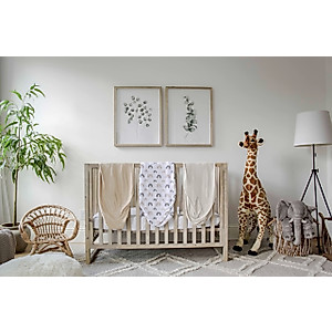 NODNAL CO. 3 Fitted Crib Sheets Rainbow & Solid Colors Set - 100% Oeko-TEX Cotton for Baby Girl/Boy Nursery Bedding - Boho Gender Neutral Watercolor Beige/Tan Set Toddler Mattress 28”x52”x9” Sheet