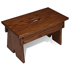 Peaceful Classics Step Stool - Amish Handmade Kids Step Stool - Bathroom, Bedroom, Living Room Or Kitchen Step Stool for Adults - Multipurpose Foot Stool Made of Solid Oak (9" High, Harvest)