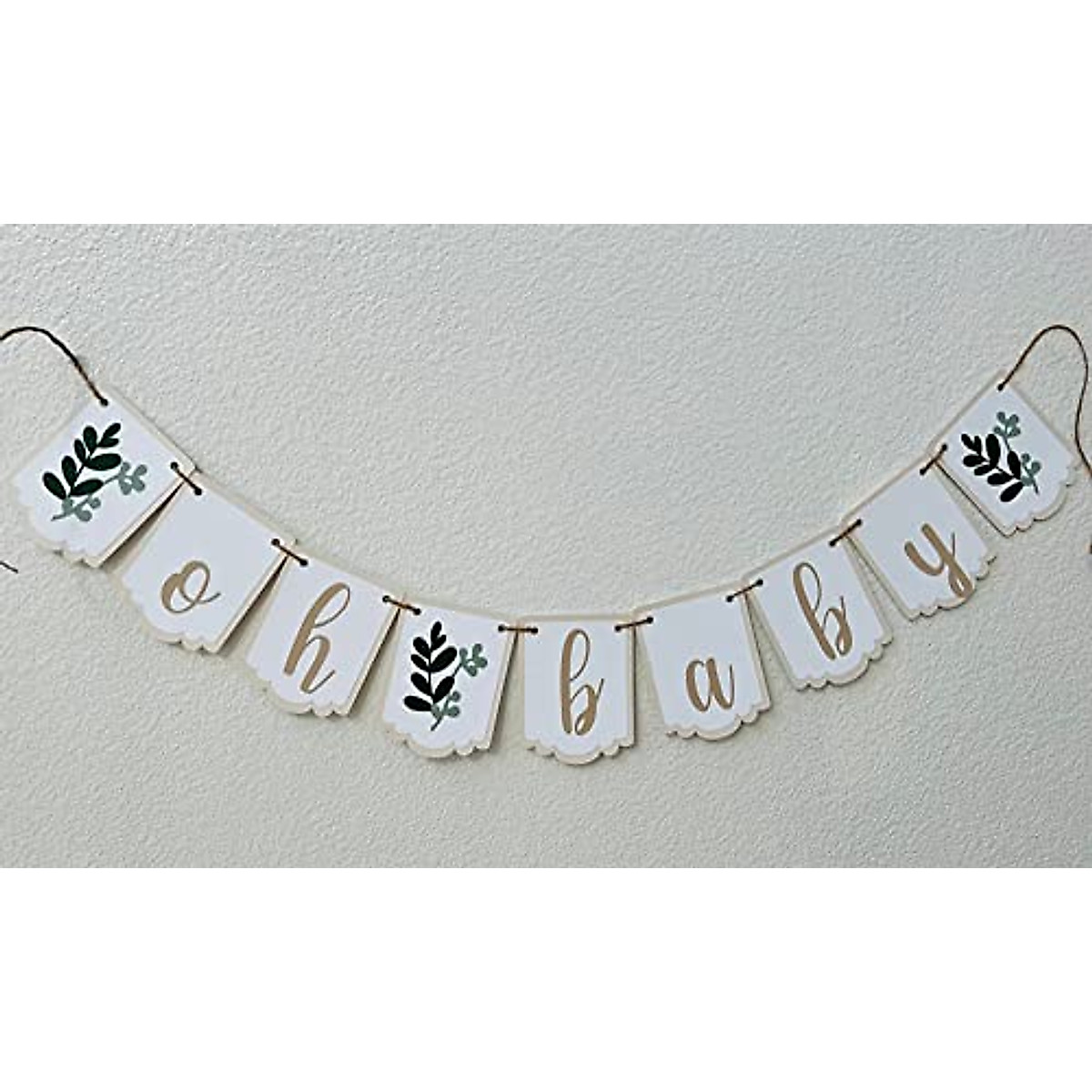 Oh Baby Greenery Banner,Baby Shower Decor,Party Garland,Mini Banner