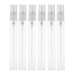 Houseables Travel Spray Bottles, Perfume Atomizer, 10 ML, 4.75”, 12 Pack, Glass, Unfrosted, Spritzer, Fine Mister, 10 Gram, Empty Tube, Travel Size Container, Sample, Gift, Refillable, Spritz