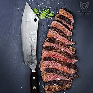 DALSTRONG Hybrid Cleaver & Chef Knife - 8 inch - Shogun Series ELITE - The 'Crixus' - Japanese AUS-10V Super Steel Kitchen Knife - Black Handle - Razor Sharp Knife - Meat Cleaver Heavy Duty - w/Sheath