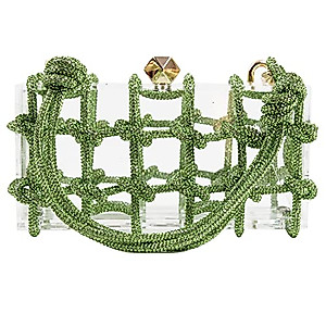 Diamante hand Bag. Rhinestone Evening bag. Hardbodied acrylic handbag. Gift for her. Sparkling rope handbag(Green