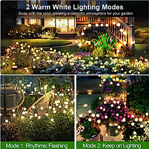 Lezonic Solar Swaying in Wind Firefly Lights, 4 Pack Total 32LED Starburst Solar Garden Lights for Outdoor Pathway, Patio, Landscape, Yard, Garden Decor