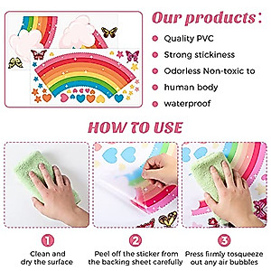 Epakh Dog Paw and Bone Print Stickers Removable Puppy Paw Wall Decals Decoration Animal Footprint Gifts for Dog Lover Bedroom Living Room(Rainbow and Butterfly)