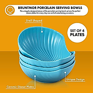 Bruntmor Kitchen Utensil Holder for Countertop, 5.6" Ceramic Utensil Organizer | Set Of 4 Utensil Crocks Countertop Matte Glazed Modern Kitchen Decor For Counter, Easy to Clean, Blue