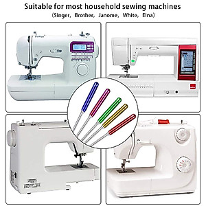 60 Pieces Sewing Machine Needles Universal Regular Point Machine Needles for Singer, Brother, Janome, Varmax with Size in HAX1 65/9, 75/11, 90/14, 100/16, 110/18 (5 Colors)