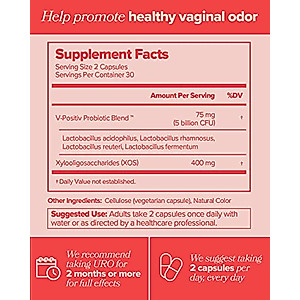 URO Vaginal Probiotics for Women pH Balance with Prebiotics & Lactobacillus Probiotic Blend - Women's Vaginal Health Supplement - Promotes Healthy Vaginal Odor & Vaginal Flora, 60 Count (Pack of 1)