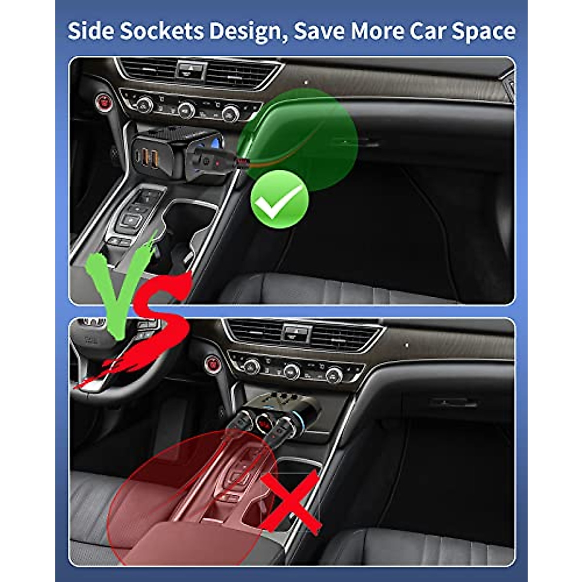 SUPERONE 180W Cigarette Lighter Splitter with 20W PD, 2-Socket Cigarette Lighter Adapter, Fast USB C Car Charger with Type-C 20W PD & QC 3.0 for Dash Cam, GPS, Laptop/iPad/iPhone 14/13/12/11/X/Samsung